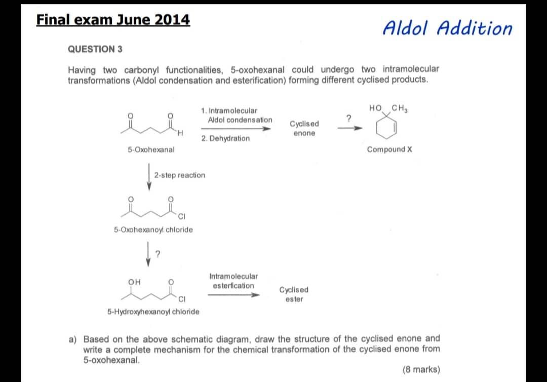 Solved Final exam June 2014 Aldol Addition QUESTION 3 Having | Chegg.com