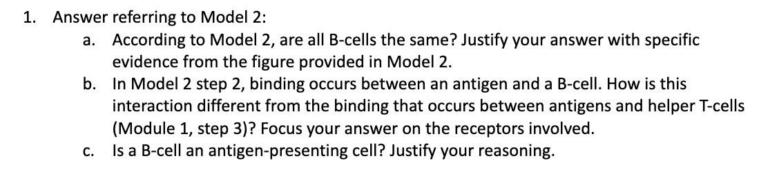 Solved Module 2 - B cell primingAnswer referring to Model 2 | Chegg.com