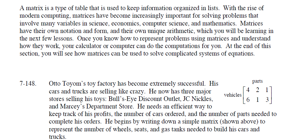 Solved A matrix is a type of table that is used to keep | Chegg.com