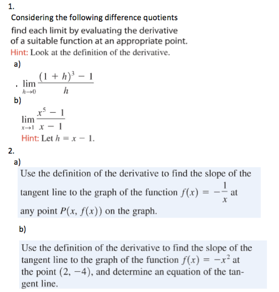 Solved Considering the following difference quotients find | Chegg.com