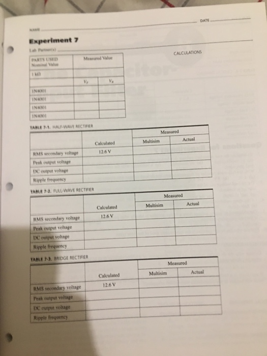 Solved Experiments manual rectifier circuits experiment | Chegg.com