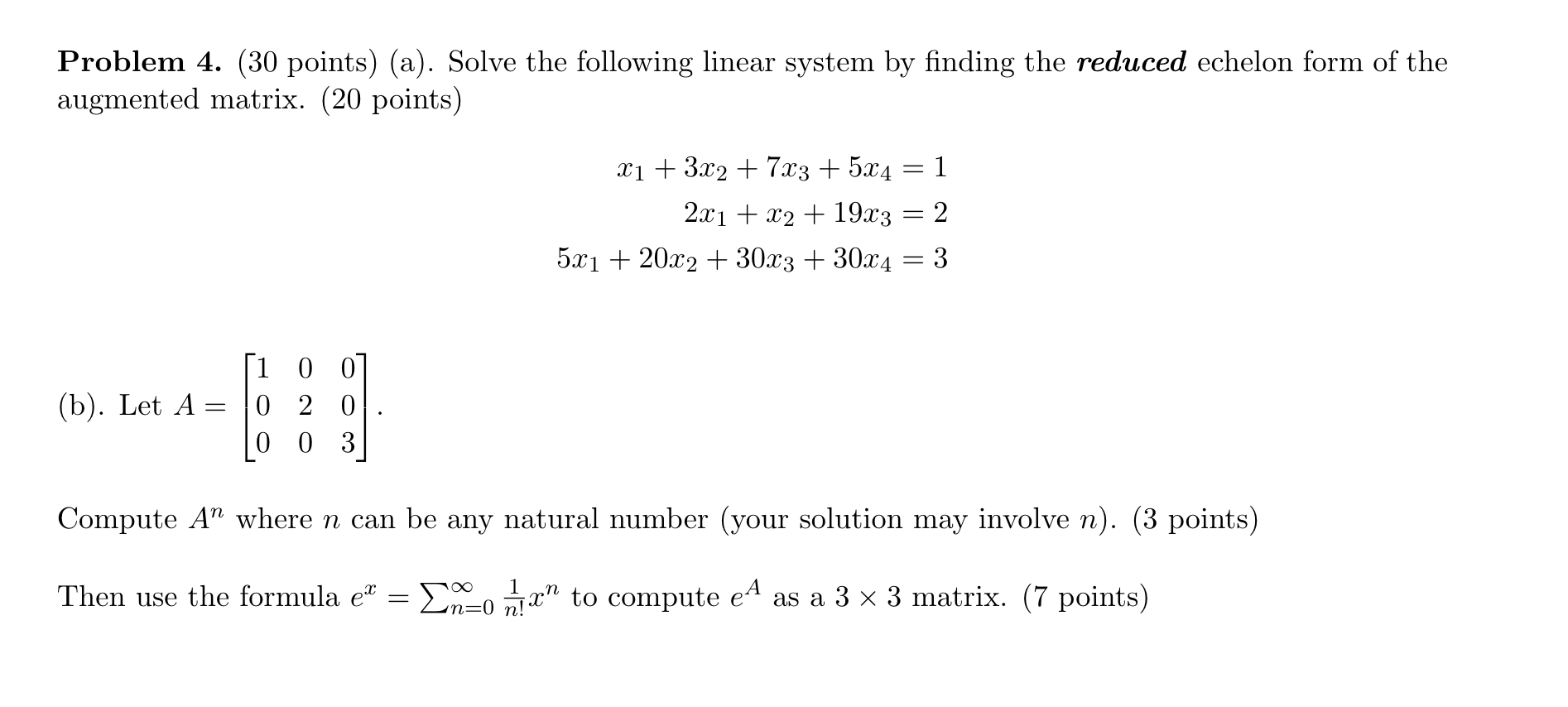 Solved Problem 4. (30 points) (a). Solve the following | Chegg.com