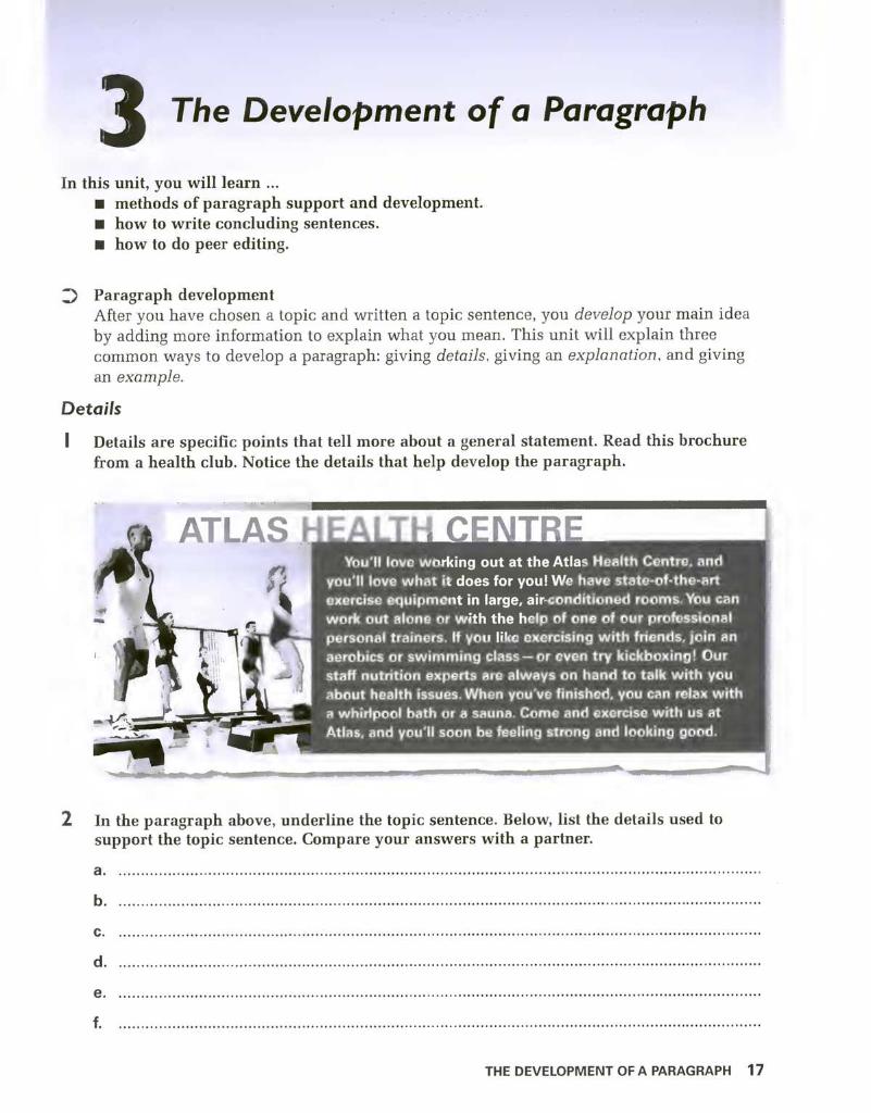 Solved 3 The Development of a Paragraph In this unit, you | Chegg.com