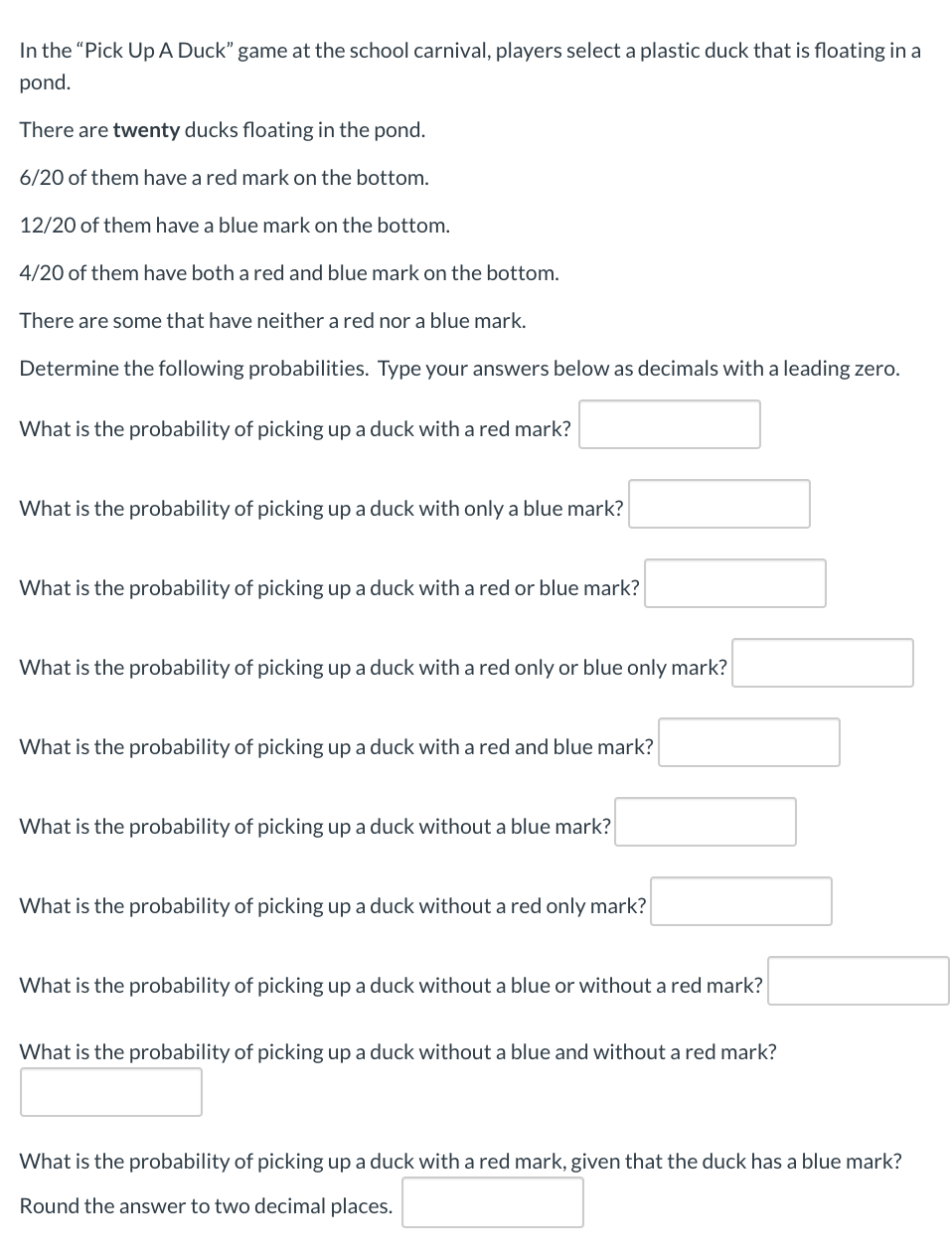 Solved In the "Pick Up A Duck" game at the school carnival, | Chegg.com