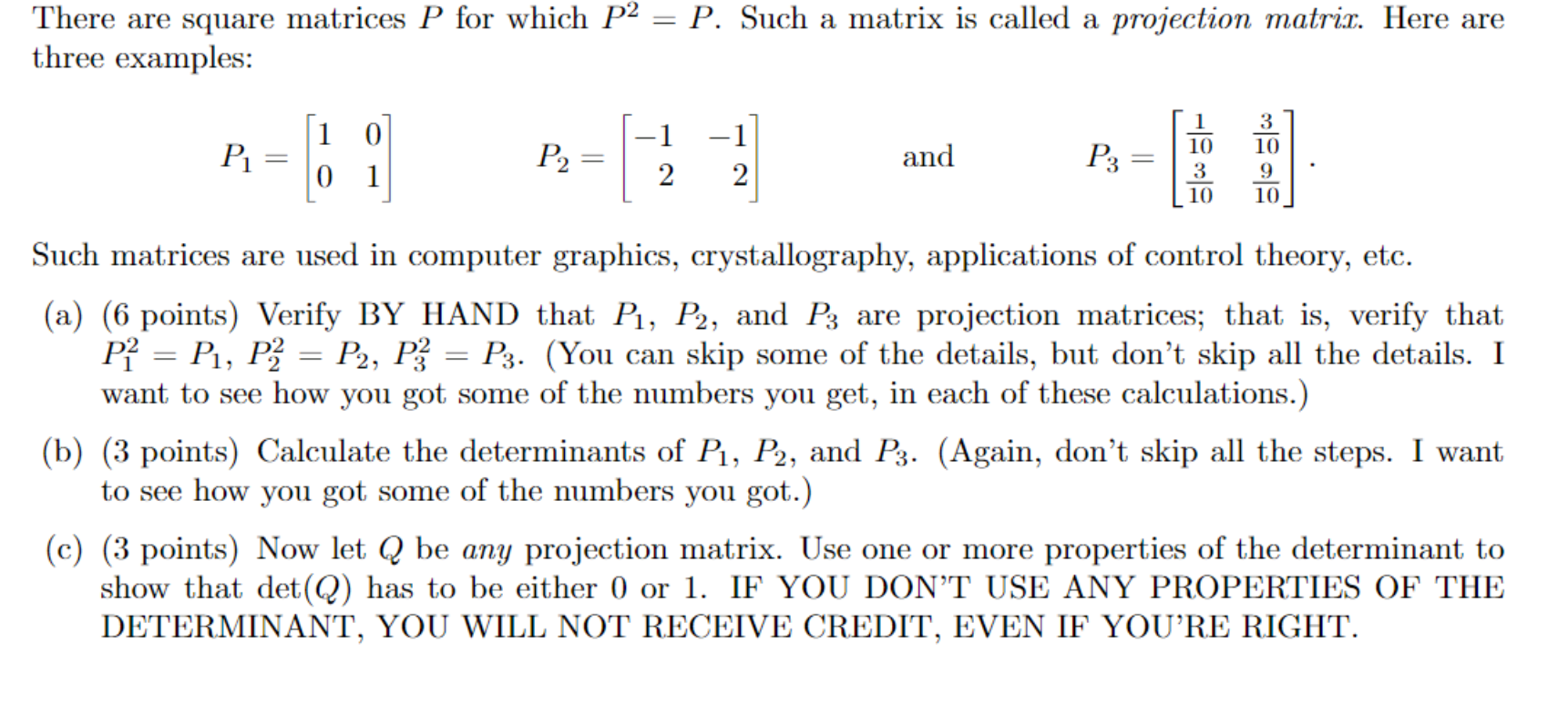 Solved There are square matrices P for which P2 = P. Such a | Chegg.com