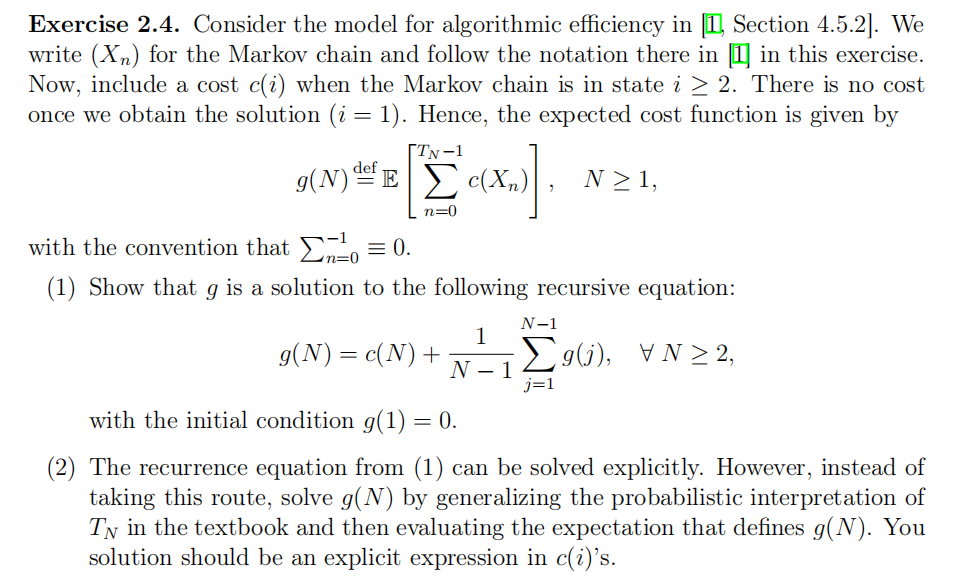 Exercise 2.4. Consider the model for algorithmic | Chegg.com