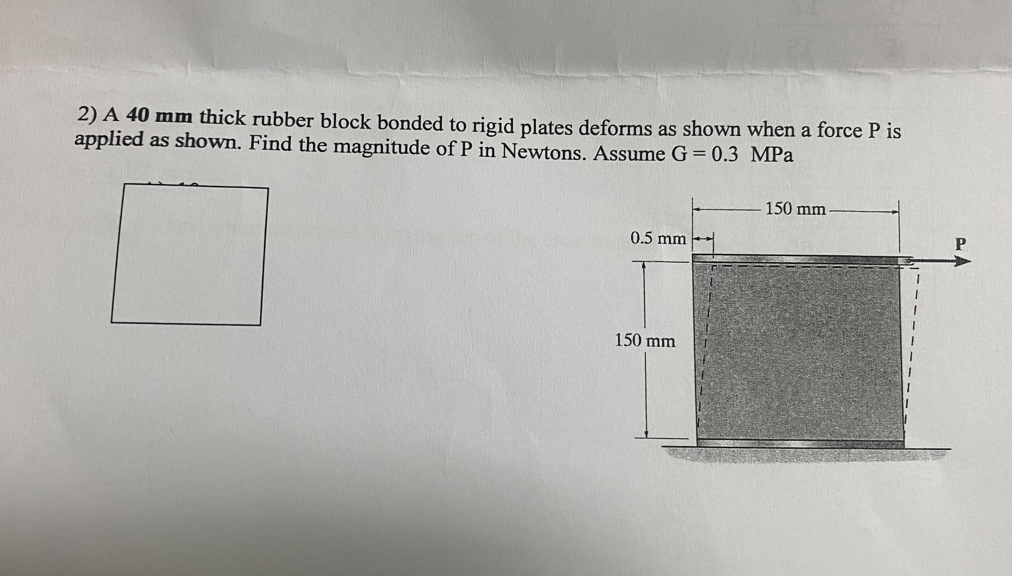 Solved A 40mm ﻿thick rubber block bonded to rigid plates | Chegg.com