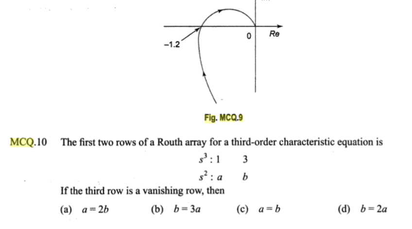 Solved O Re Fig Mcq9 Mcq10 The First Two Rows Of A Routh 