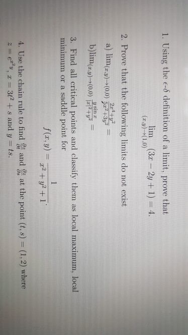 Solved 1. Using the e-8 definition of a limit, prove that | Chegg.com
