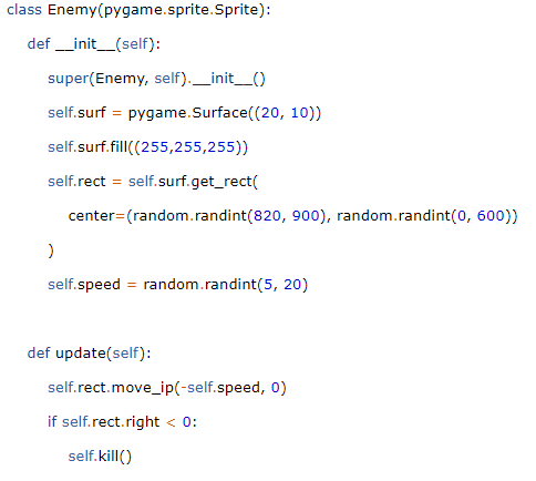 Solved What is the code doing in Pygame? Explain each line | Chegg.com