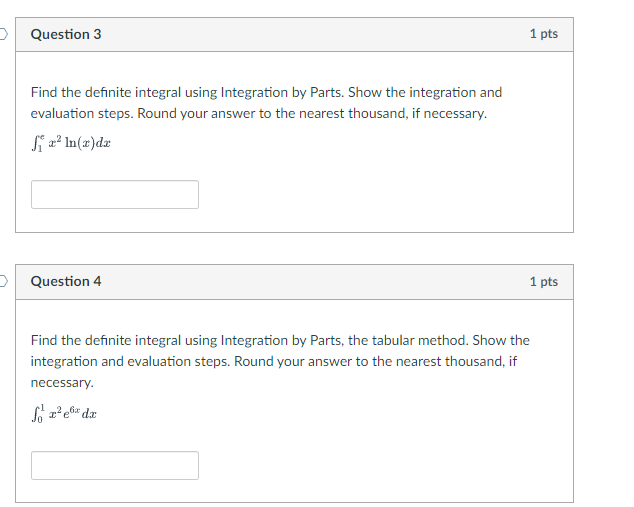 Solved Find the definite integral using Integration by | Chegg.com