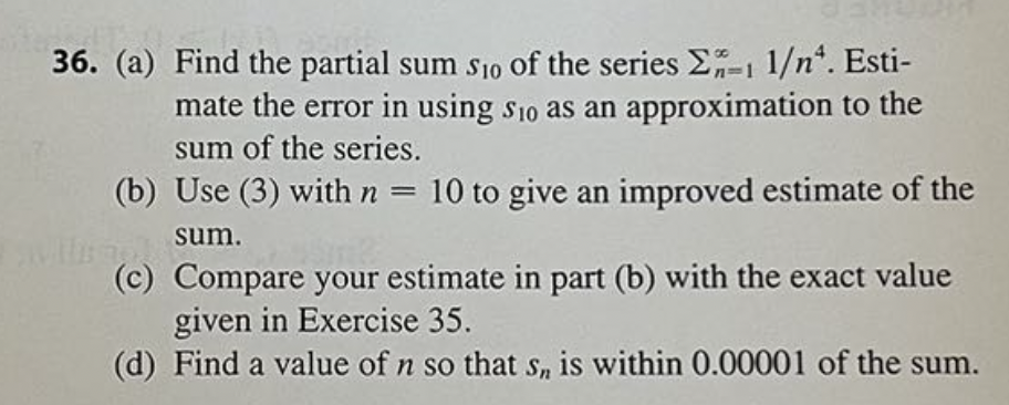 36. (a) Find the partial sum s10 of the series | Chegg.com