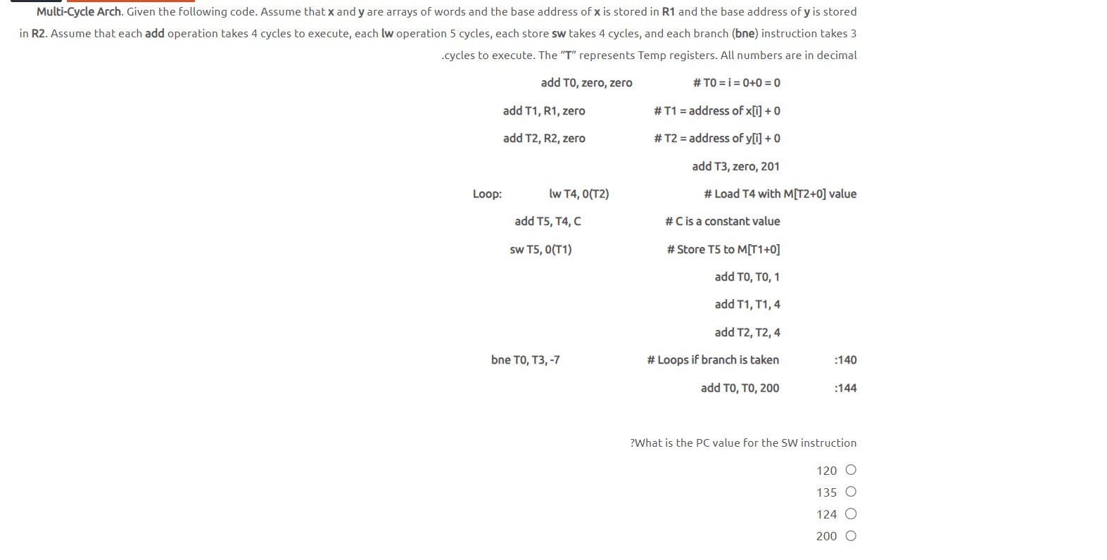 Solved Multi-Cycle Arch. Given the following code. Assume | Chegg.com