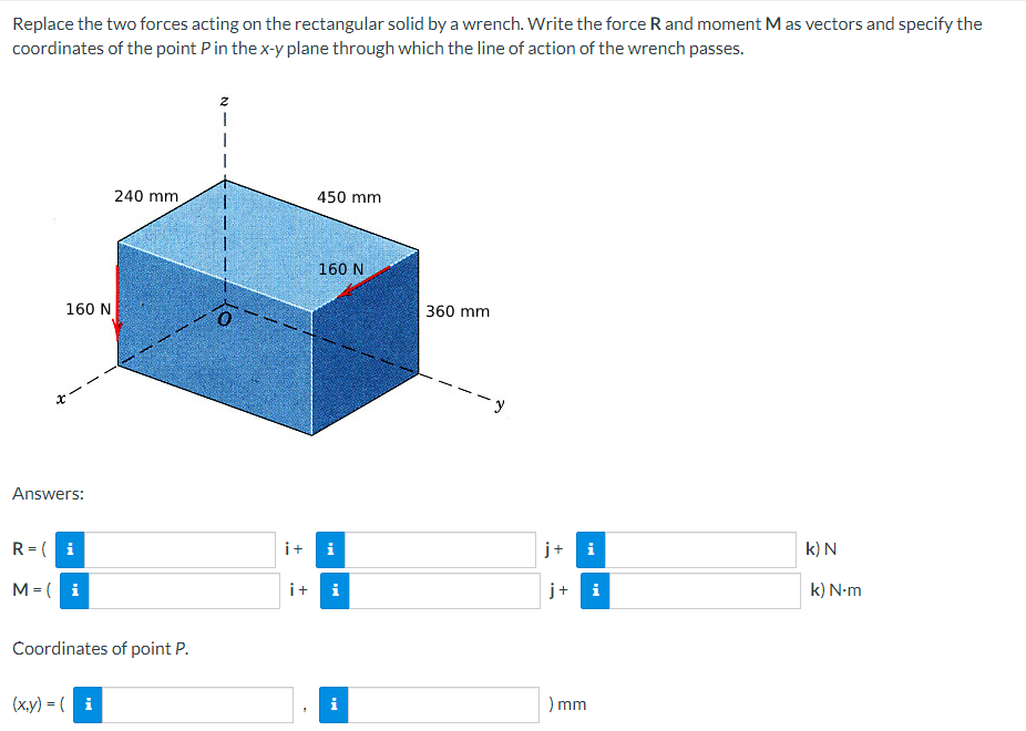Solved Replace the two forces acting on the rectangular | Chegg.com
