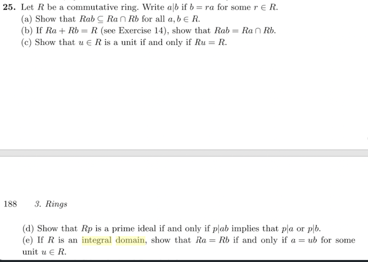 Solved 5. Let R be a commutative ring. Write a∣b if b=ra for | Chegg.com