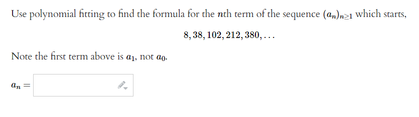 Solved Use polynomial fitting to find the formula for the | Chegg.com