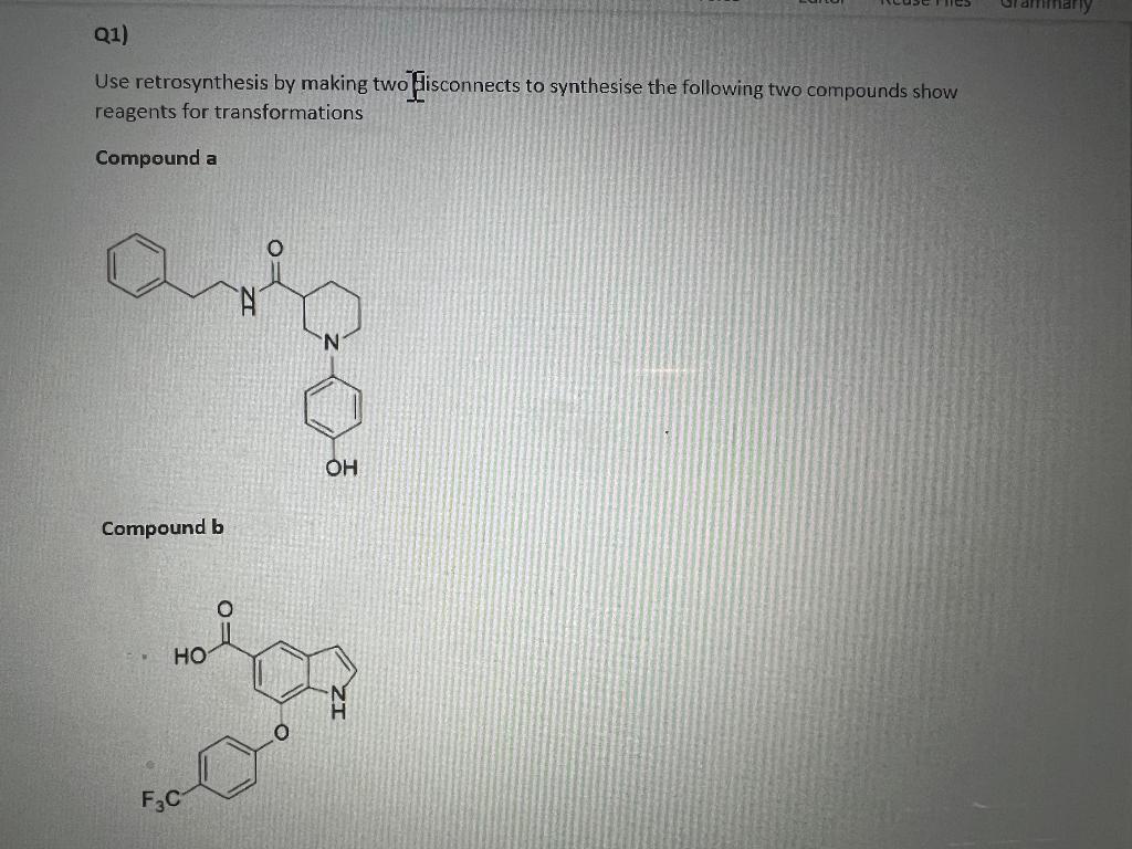 Solved Use retrosynthesis by making two Hisconnects to | Chegg.com