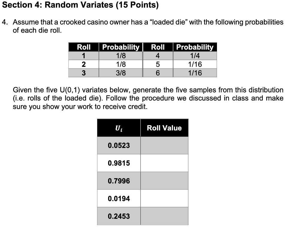 Solved Section 4: Random Variates (15 Points) 4. Assume that | Chegg.com