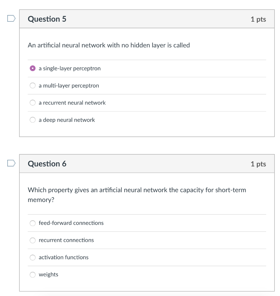 Solved DQuestion 5 1 pts An artificial neural network with | Chegg.com