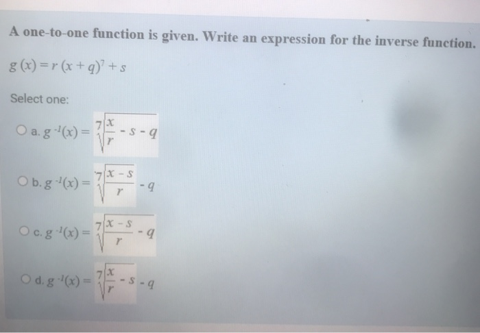 Solved A one-to-one function is given. Write an expression | Chegg.com