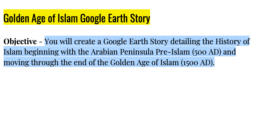 Golden Age of Islam Google Earth Story Objective - | Chegg.com