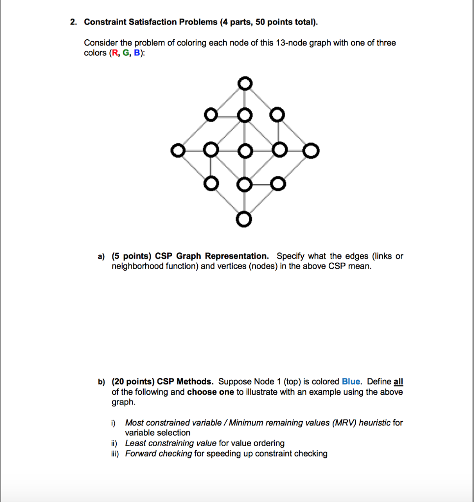Solved 2 Constraint Satisfaction Problems 4 Parts 50