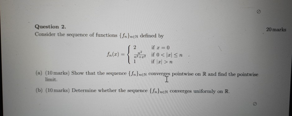Solved Question 2 Consider the sequence of functions {fn}nen | Chegg.com