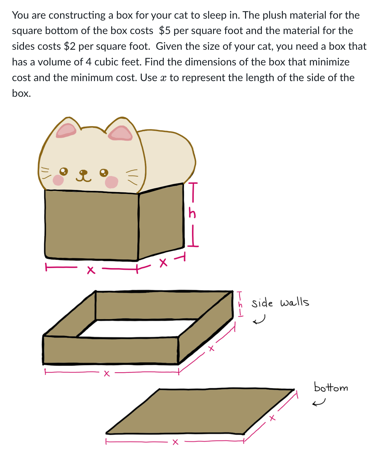 Solved You are constructing a box for your cat to sleep in. | Chegg.com