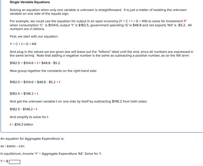 Solved Single Variable Equations Solving an equation when | Chegg.com