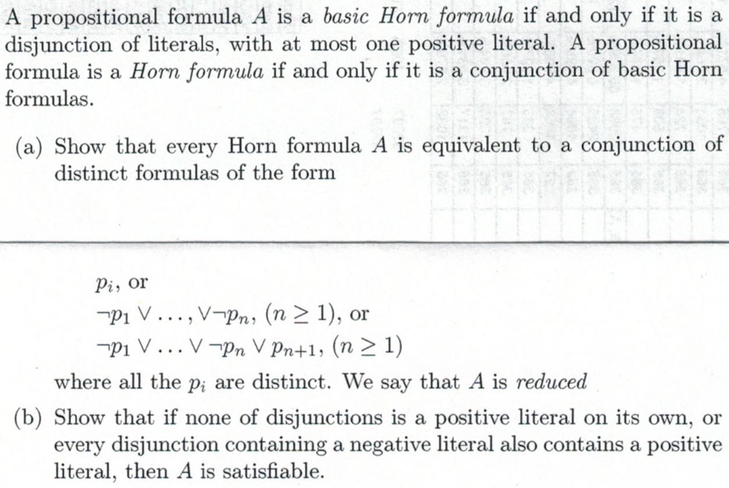 Solved propositional formula A is a basic Horn formula if | Chegg.com