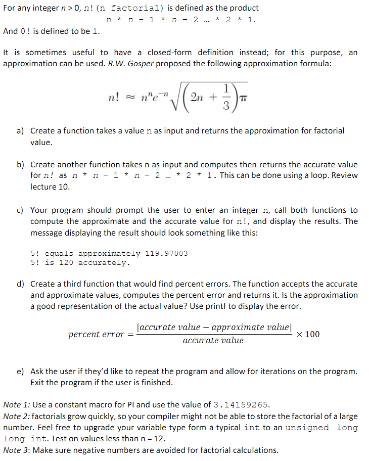 Solved is defined as the product For any integer n > 0, n! | Chegg.com