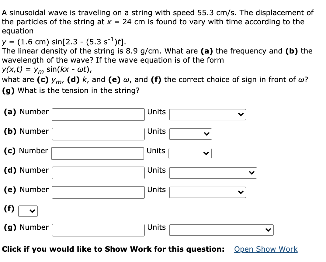 Solved A sinusoidal wave is traveling on a string with speed | Chegg.com
