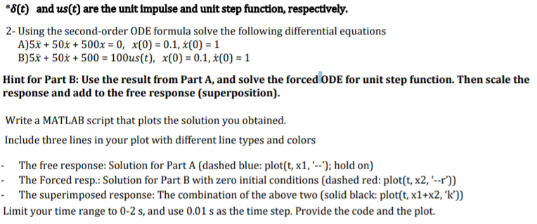 Solved *8(t) and us(t) are the unit impulse and unit step | Chegg.com