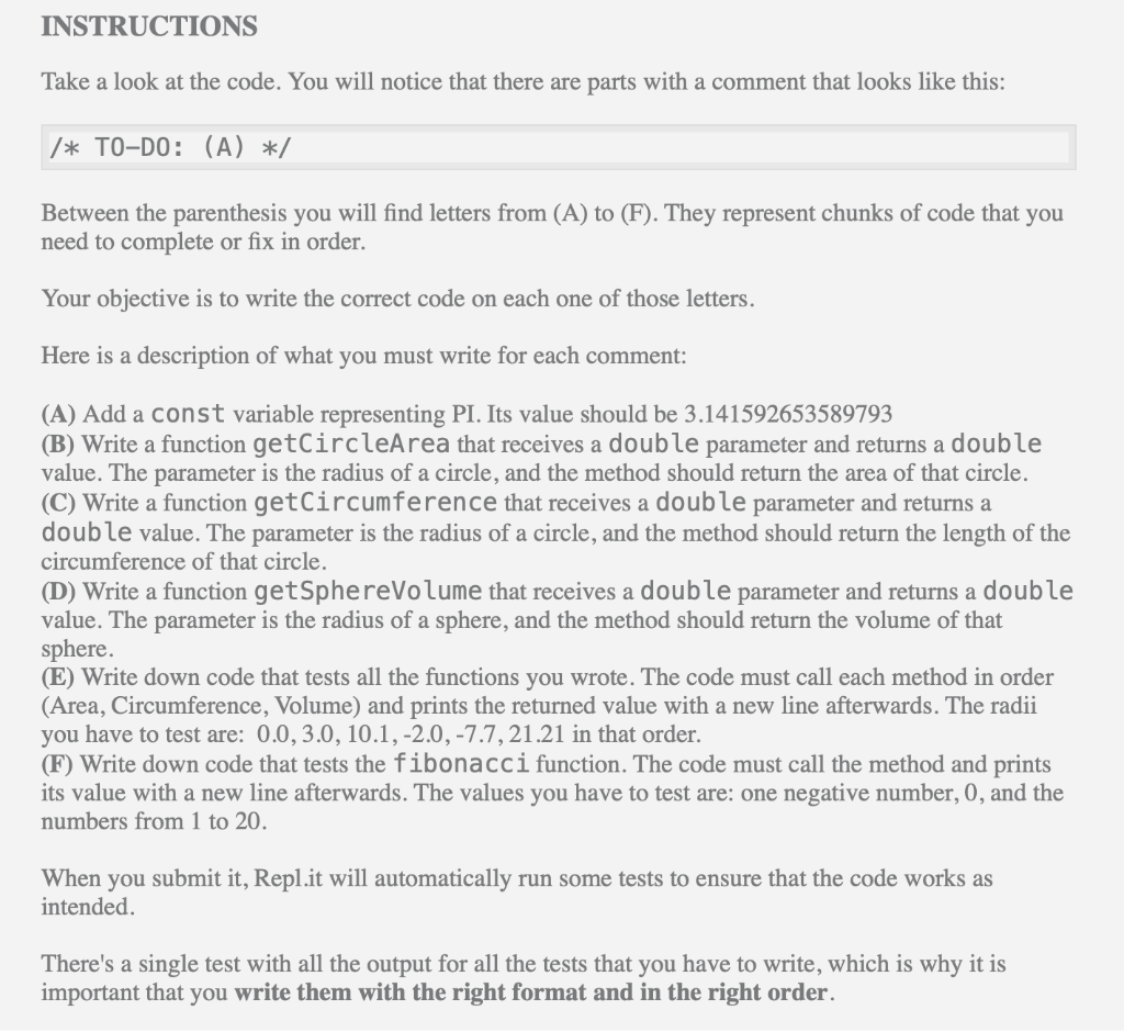 Solved INSTRUCTIONS Take a look at the code. You will notice | Chegg.com