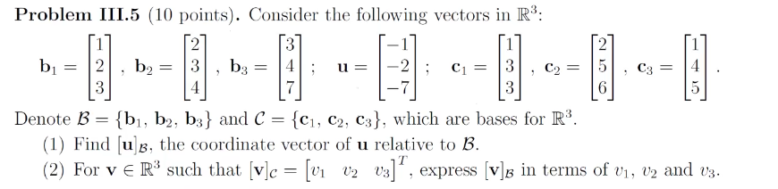 Solved Problem III.5 (10 points). Consider the following | Chegg.com