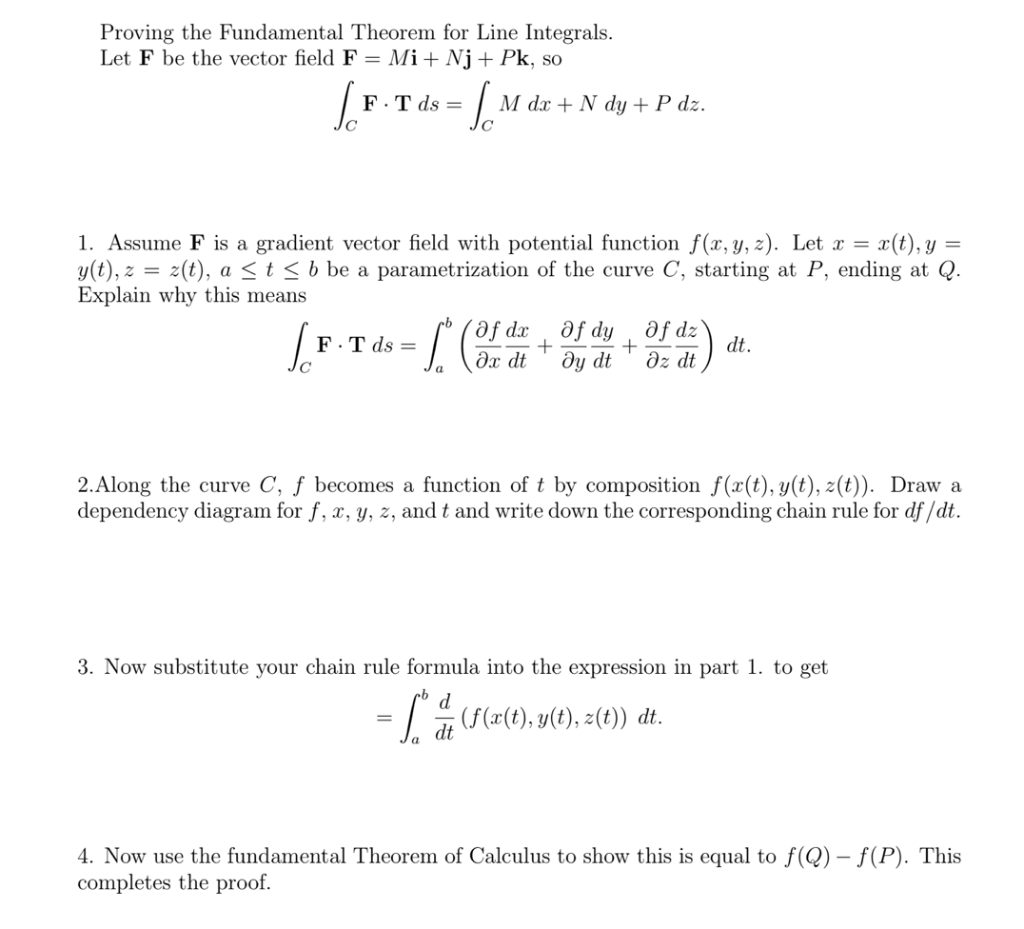 Solved Proving the Fundamental Theorem for Line Integrals. | Chegg.com