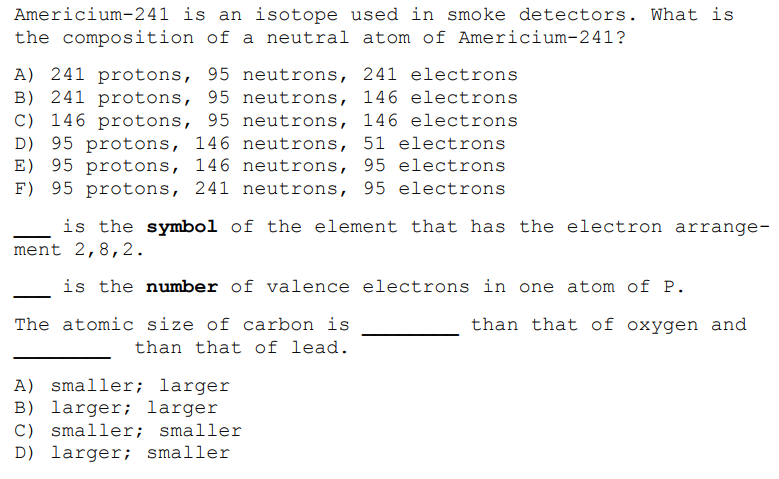 Solved Americium-241 is an isotope used in smoke detectors. | Chegg.com