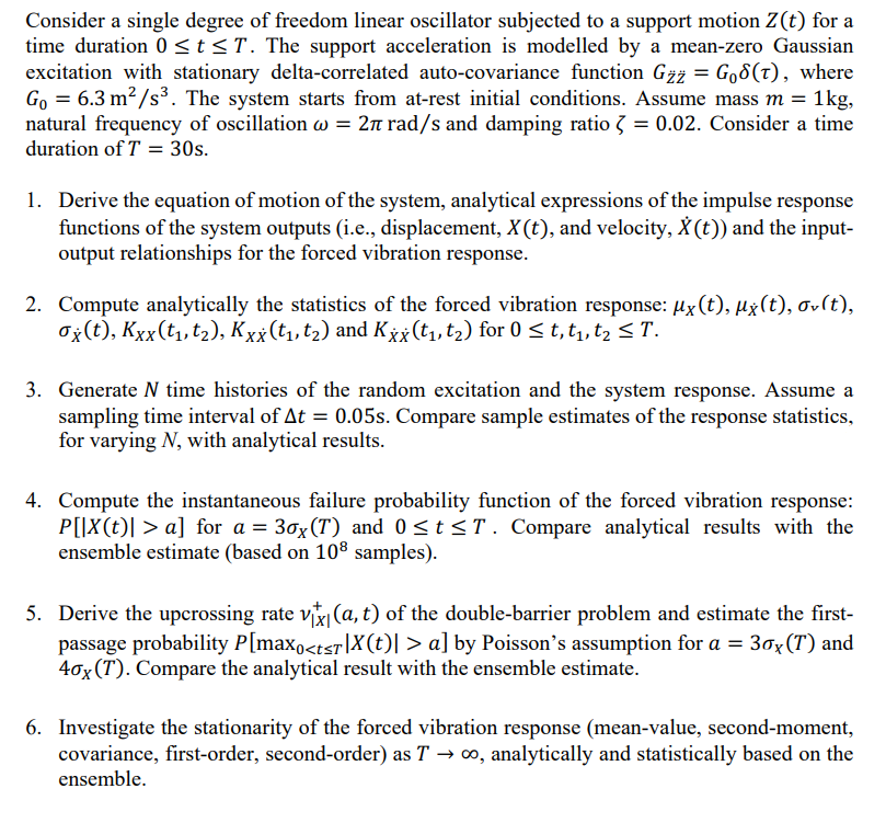 Solved Consider a single degree of freedom linear oscillator | Chegg.com