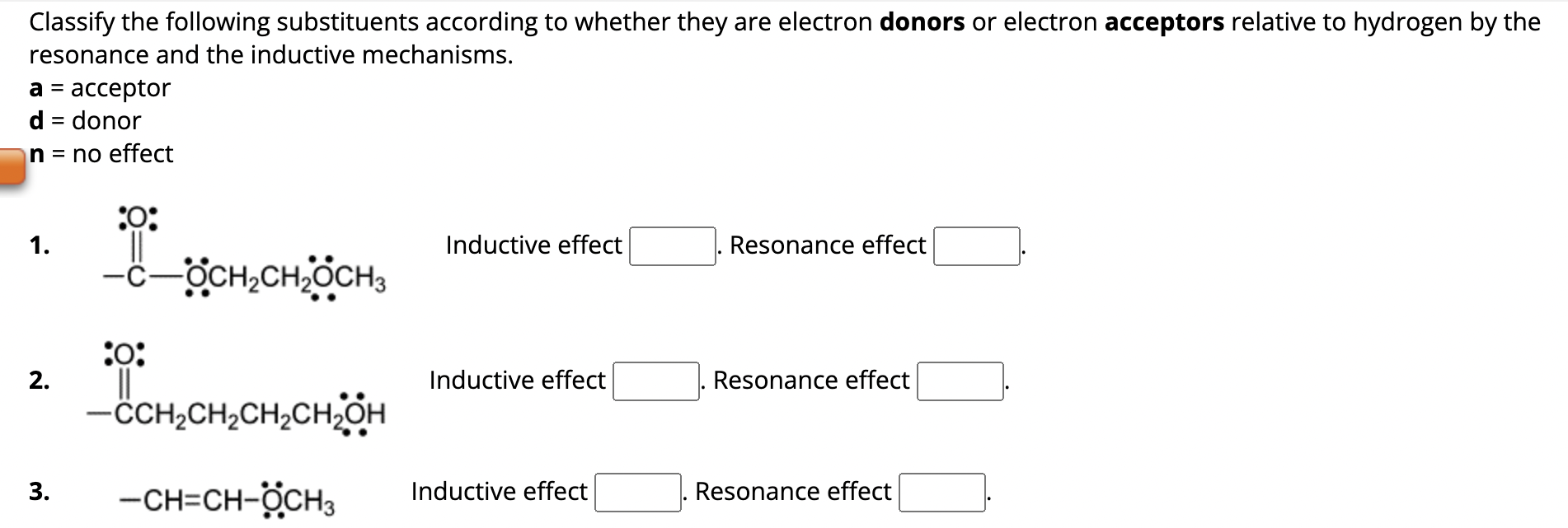 Solved Classify the following substituents according to | Chegg.com