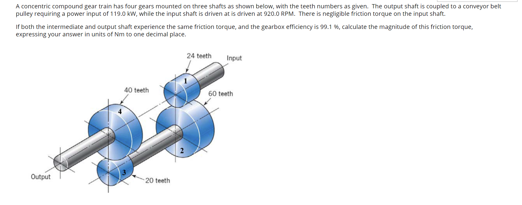 Solved A concentric compound gear train has four gears | Chegg.com