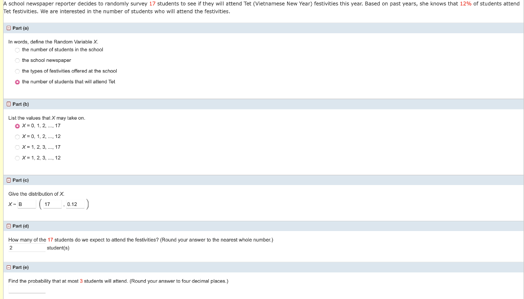 Solved Tet festivities. We are interested in the number of | Chegg.com