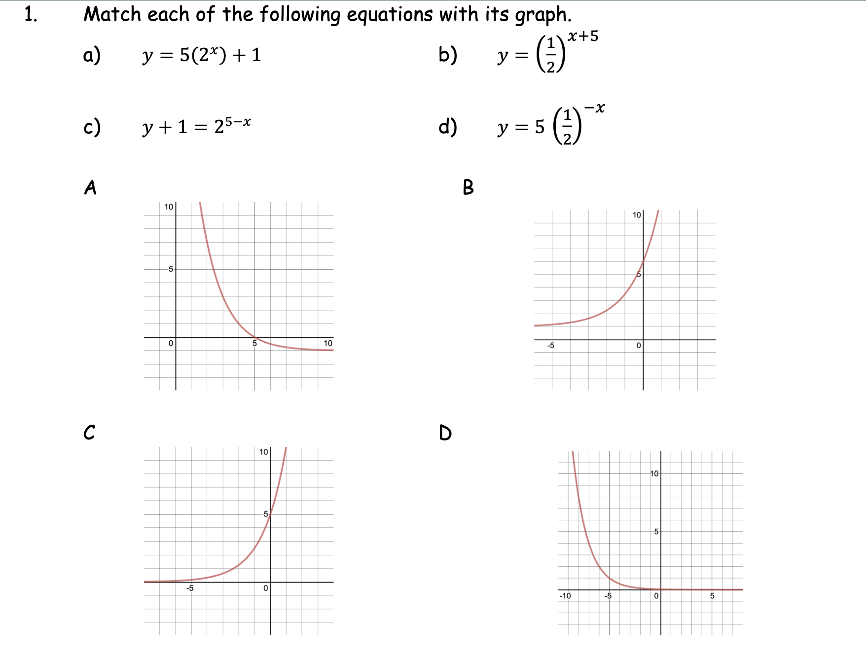 Solved Exponential And Logarithmic Functions Match Each Of 