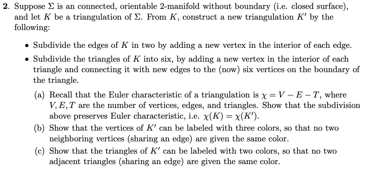 Solved Suppose Σ is an connected, orientable 2-manifold | Chegg.com
