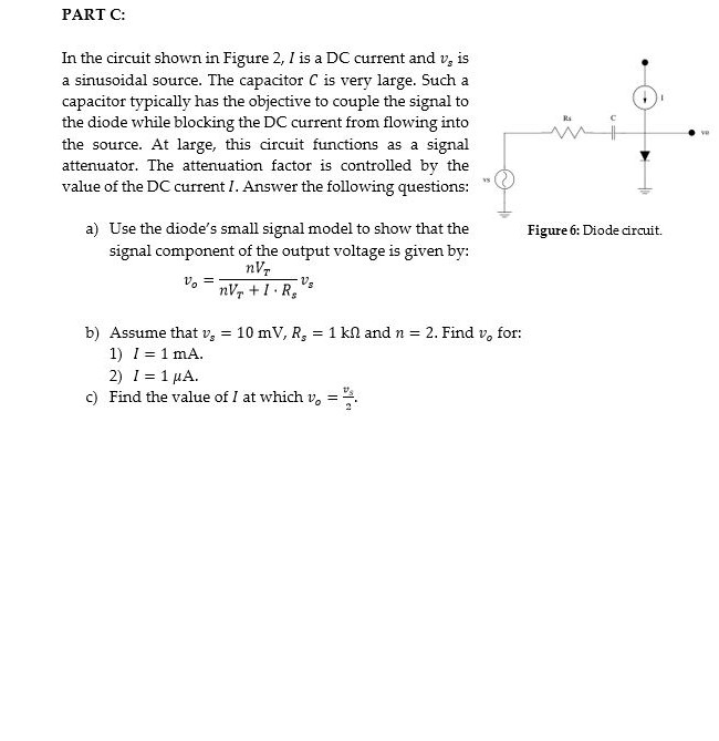 Solved PART C: In the circuit shown in Figure 2, 1 is a DC | Chegg.com