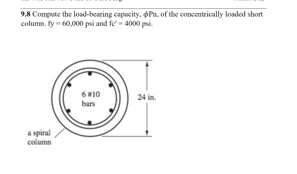 [Solved]: 9.8 Compute the load-bearing capacity, Pn, of th