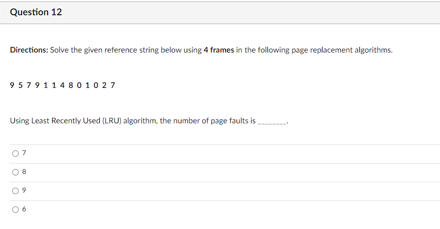 Solved Directions: Solve the given reference string below | Chegg.com