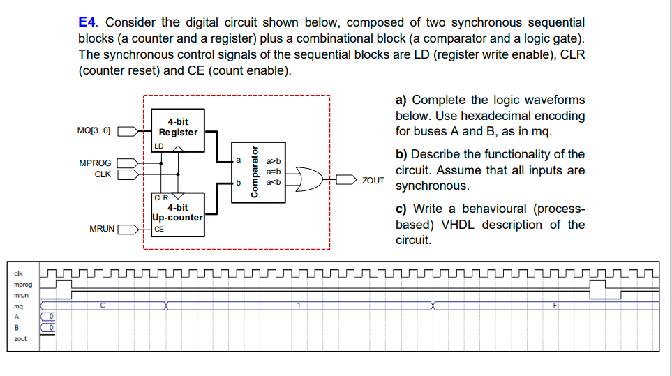 Solved E4. Consider the digital circuit shown below, | Chegg.com