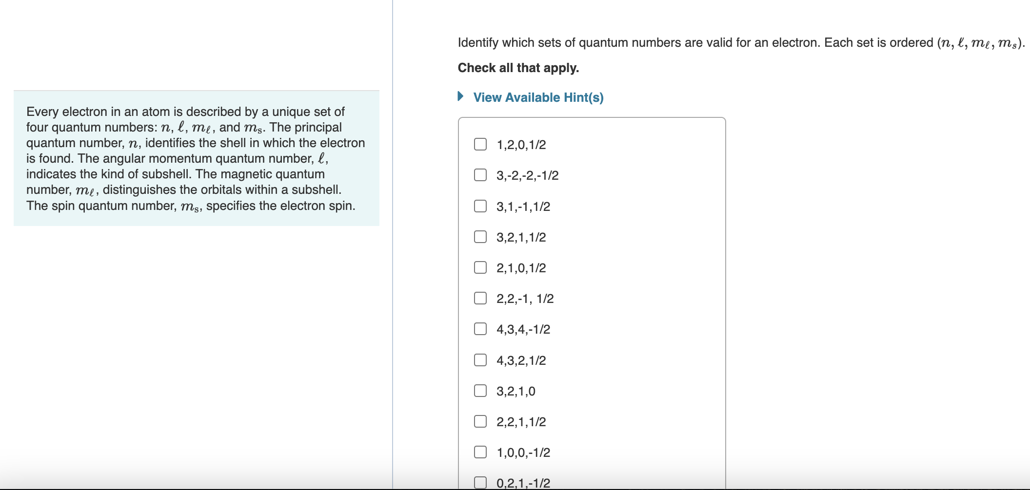 Solved Identify which sets of quantum numbers are valid for | Chegg.com