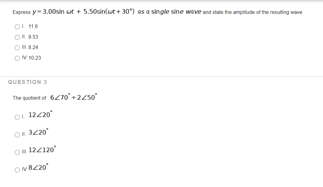 Solved Express y=3.00sin wt + 5.50sin(wt+30°) as a single | Chegg.com