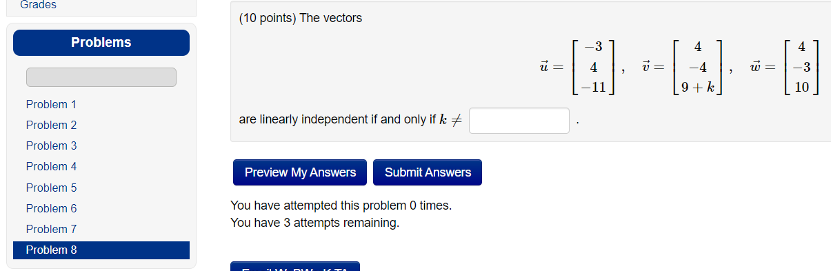 Solved (10 points) The vectors | Chegg.com